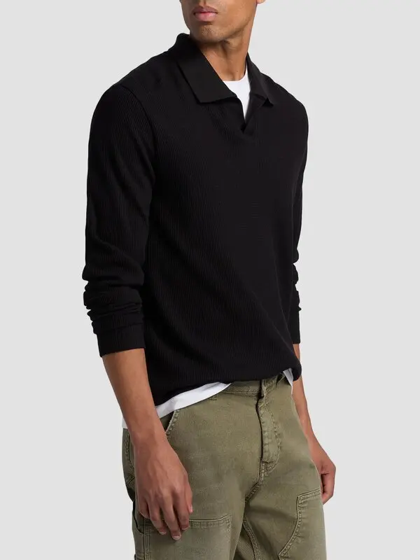 Vince Macro Rib-knit Johnny Collar Shirt