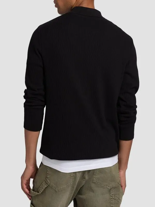 Vince Macro Rib-knit Johnny Collar Shirt