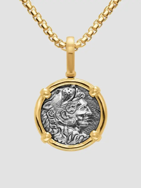 David Yurman Alexander The Great Amulet In Sterling With 18k Yellow Gold, 20.5mm - Silver