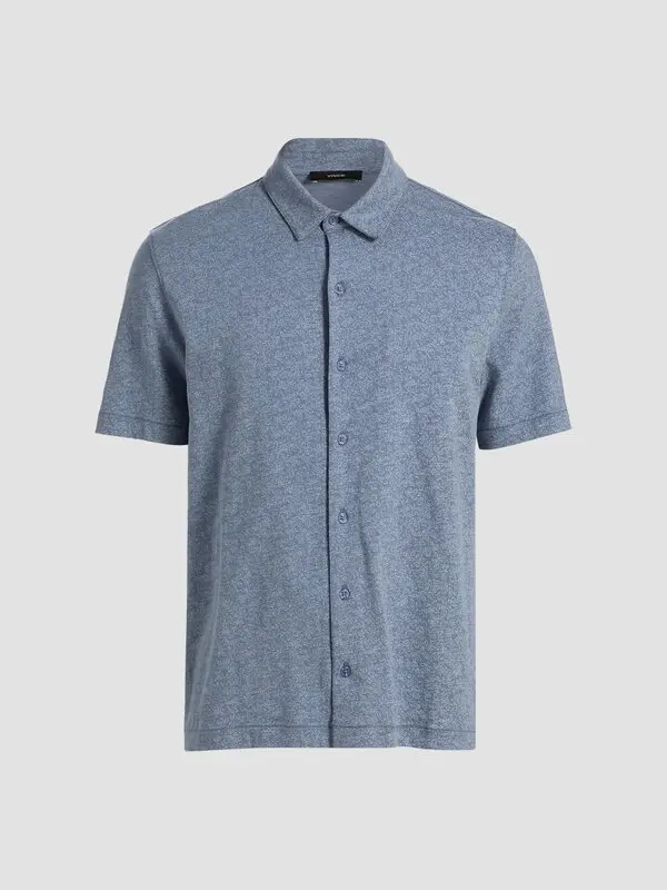 Vince Tonal Leaf Slub Cotton Shirt - Hawk Blue Light