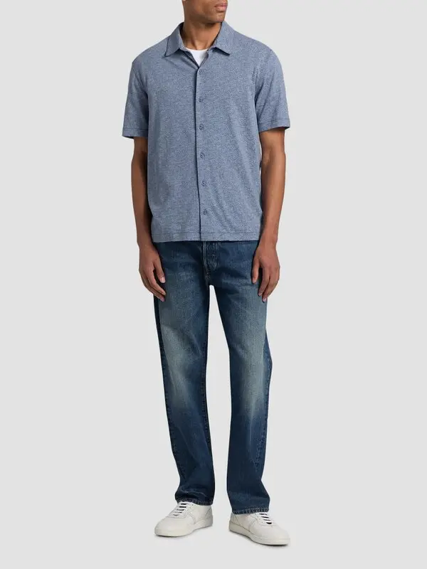 Vince Tonal Leaf Slub Cotton Shirt