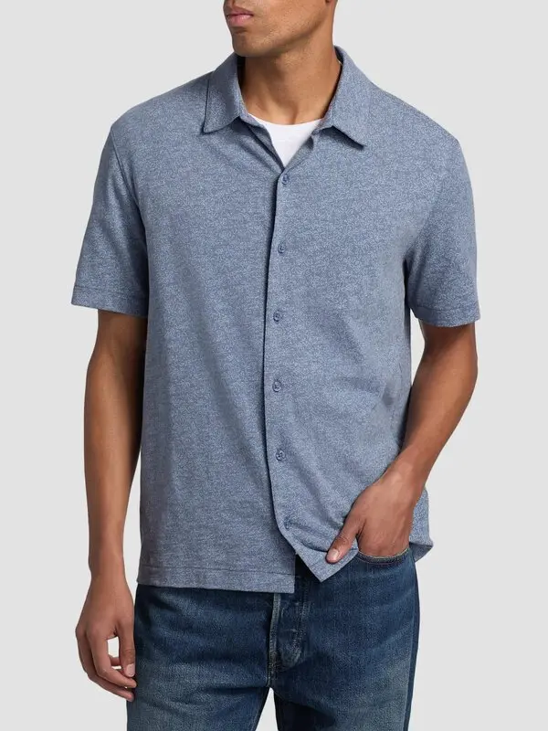 Vince Tonal Leaf Slub Cotton Shirt