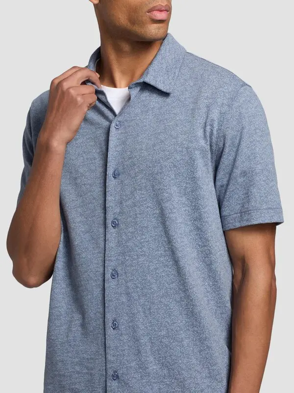Vince Tonal Leaf Slub Cotton Shirt