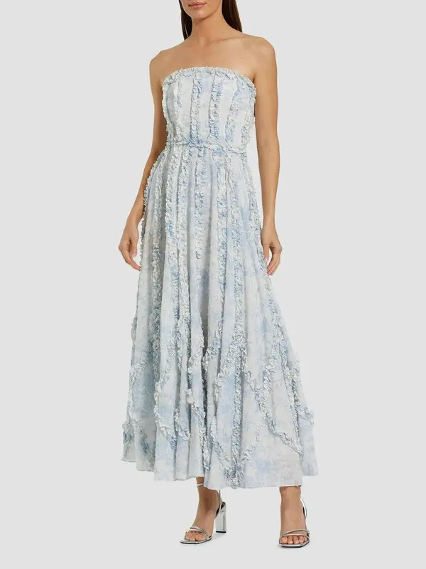 Mac Duggal Cocktail Floral Cotton Strapless Gown