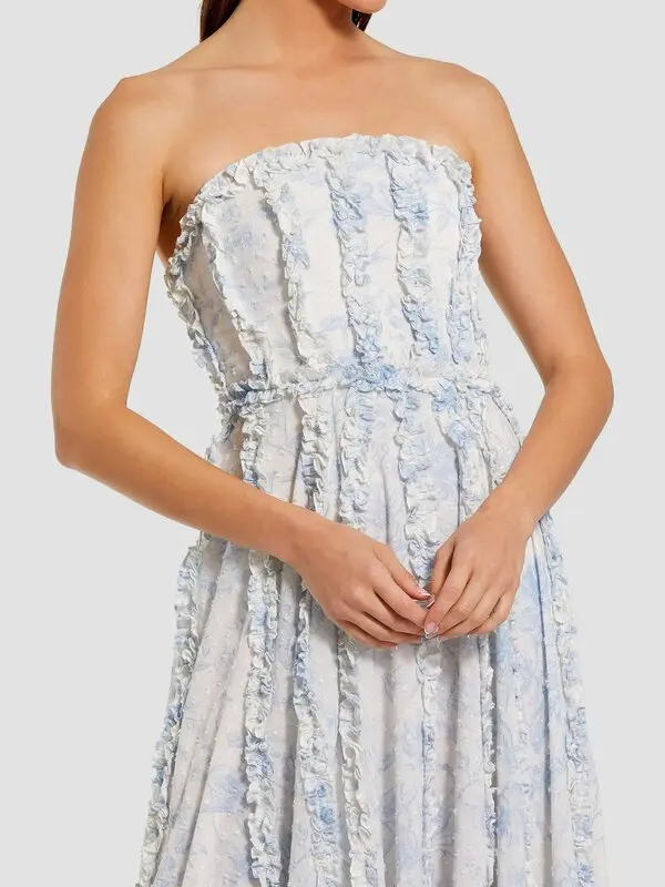 Mac Duggal Cocktail Floral Cotton Strapless Gown