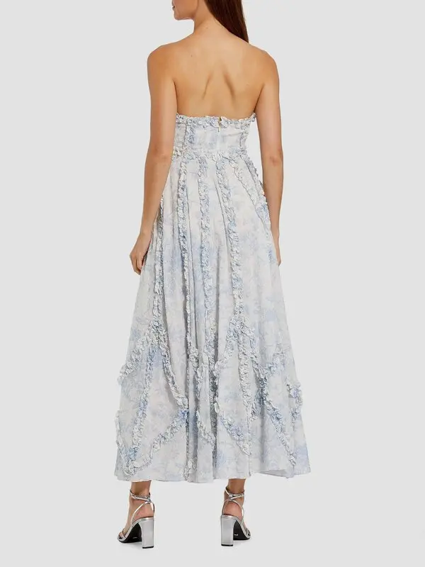 Mac Duggal Cocktail Floral Cotton Strapless Gown
