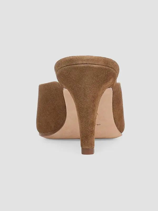 Veronica Beard Rochelle 75mm Suede Mules - Chestnut