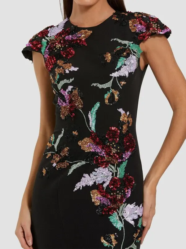 Mac Duggal Floral Sequin-embellished Crepe Mermaid Gown