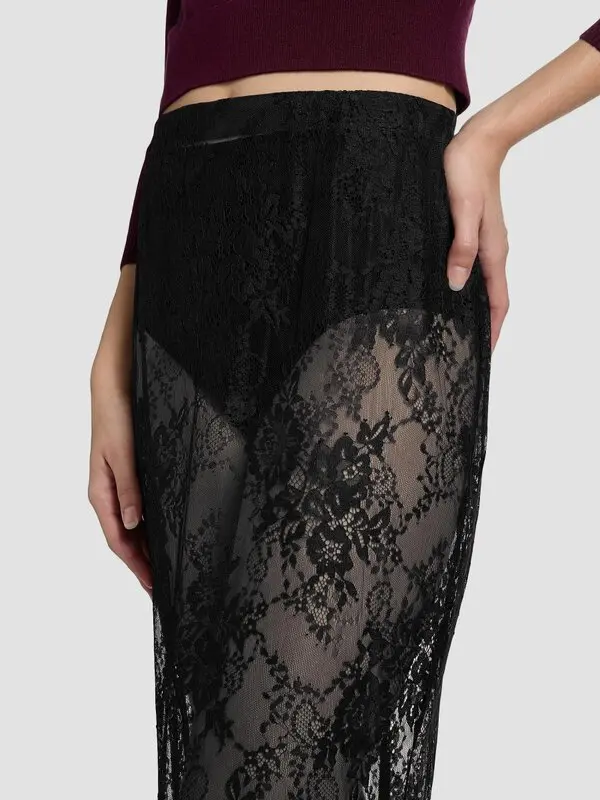 L'Agence Makena Sheer Floral Lace Pencil Skirt