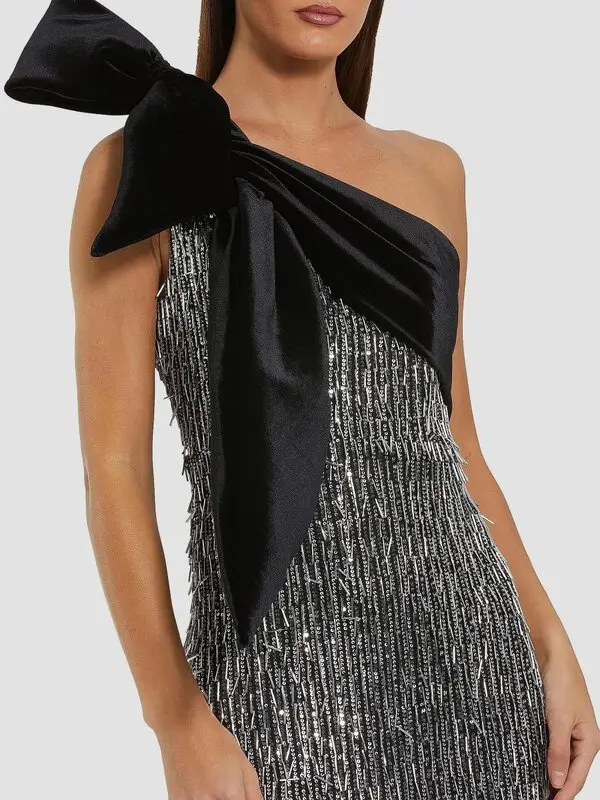 Mac Duggal Sequin & Bead-embellished One-shoulder Gown
