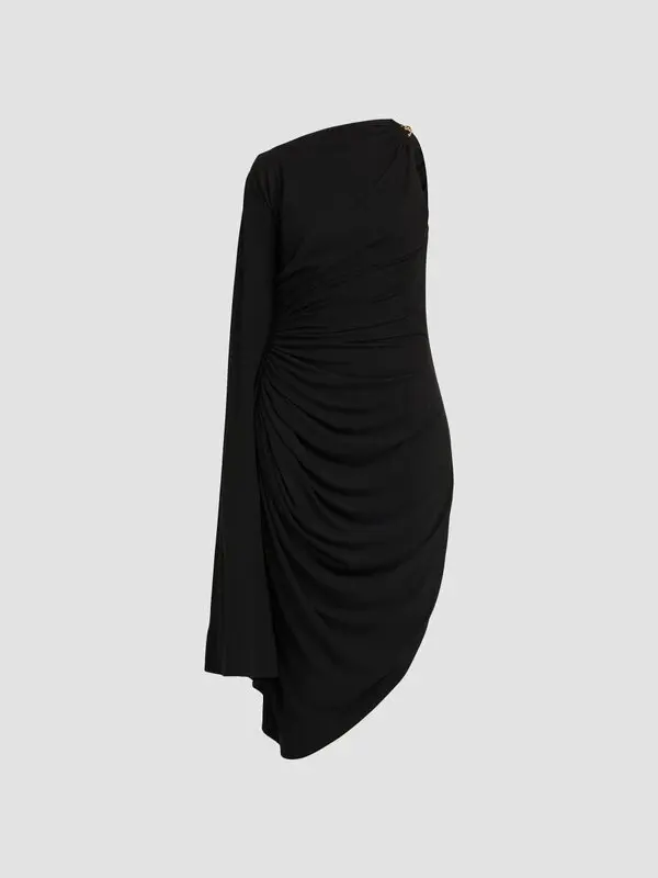 Bottega Veneta One-shoulder Draped Midi-dress - Black