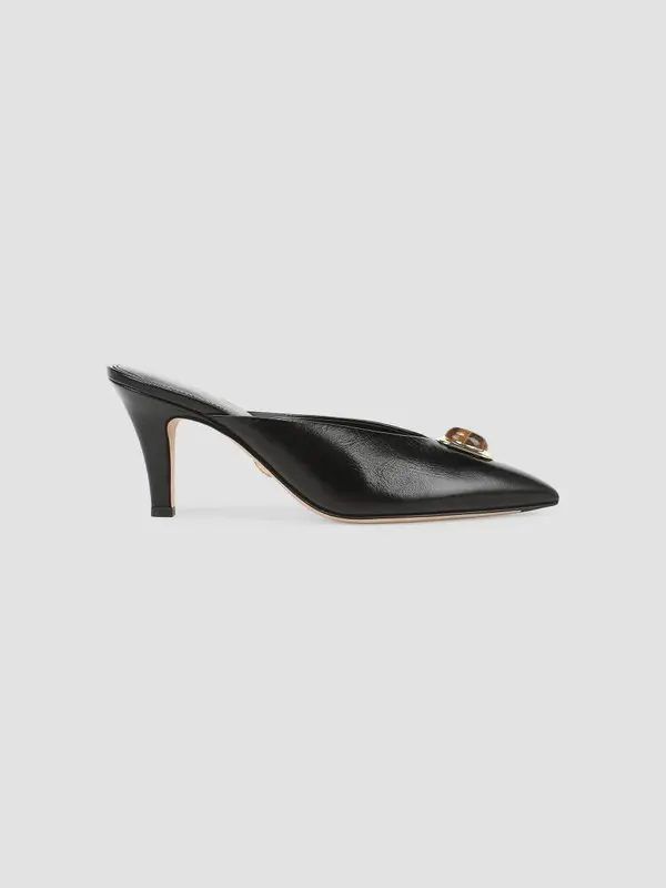 Veronica Beard Rochelle 75mm Cabochon Leather Mules