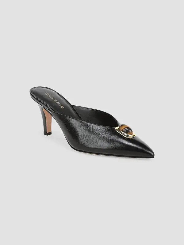 Veronica Beard Rochelle 75mm Cabochon Leather Mules