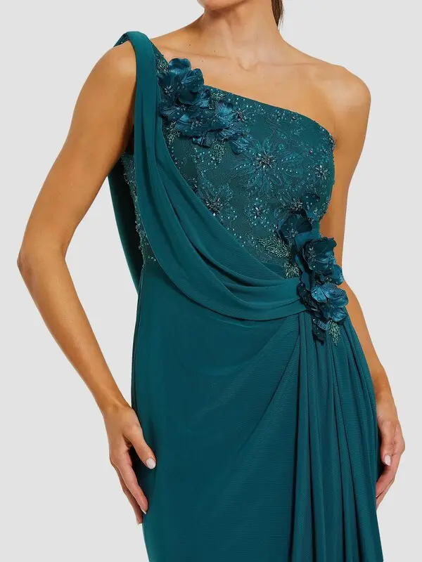 Mac Duggal Evening One-shoulder Embellished Jersey Gown