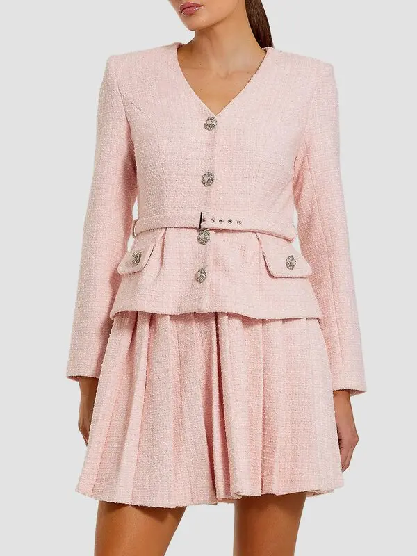 Mac Duggal Ieena Bouclé Tailored Minidress - Blush