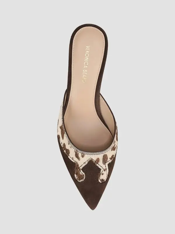 Veronica Beard Lisa 70mm Printed Calf Hair & Suede Mules