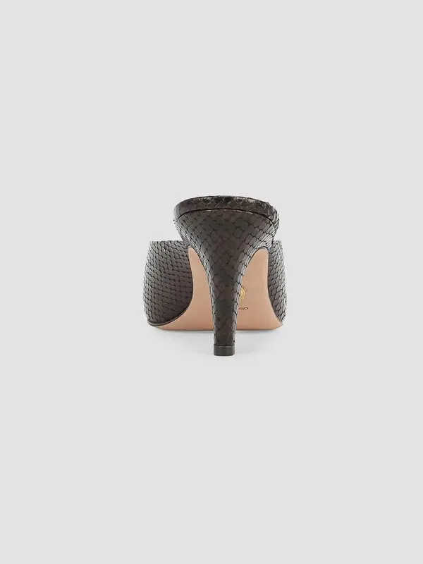 Veronica Beard Rochelle 75mm Snake-embossed Leather Mules