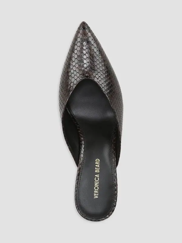 Veronica Beard Rochelle 75mm Snake-embossed Leather Mules