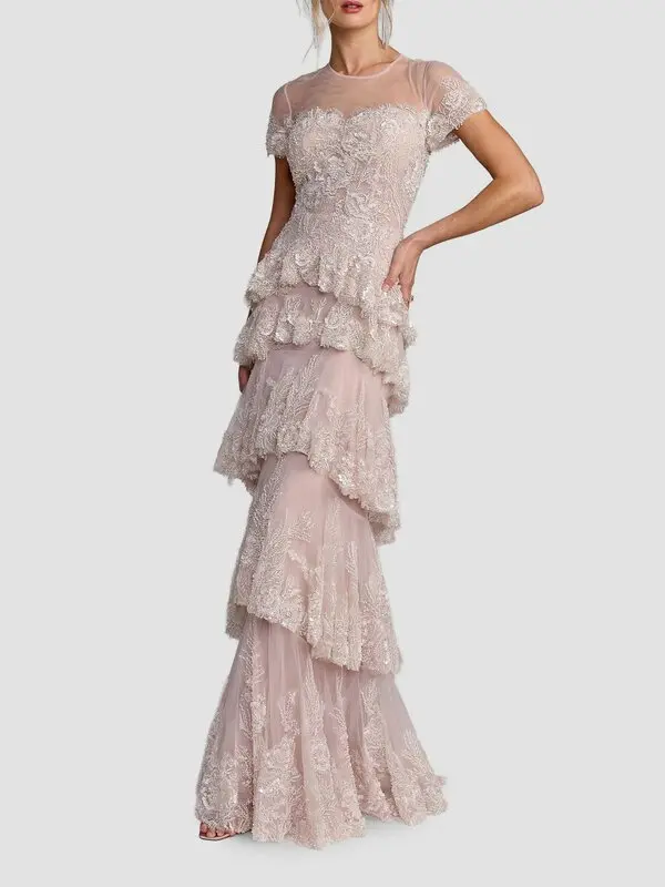 Mac Duggal Embellished Tiered Gown - Rose Multi