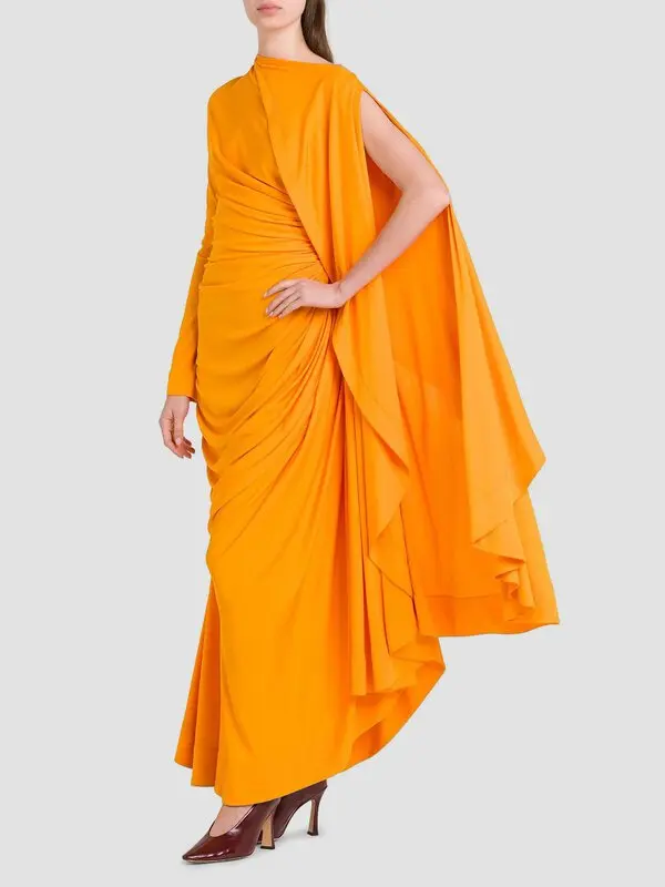 Bottega Veneta Draped Cape-sleeve Gown