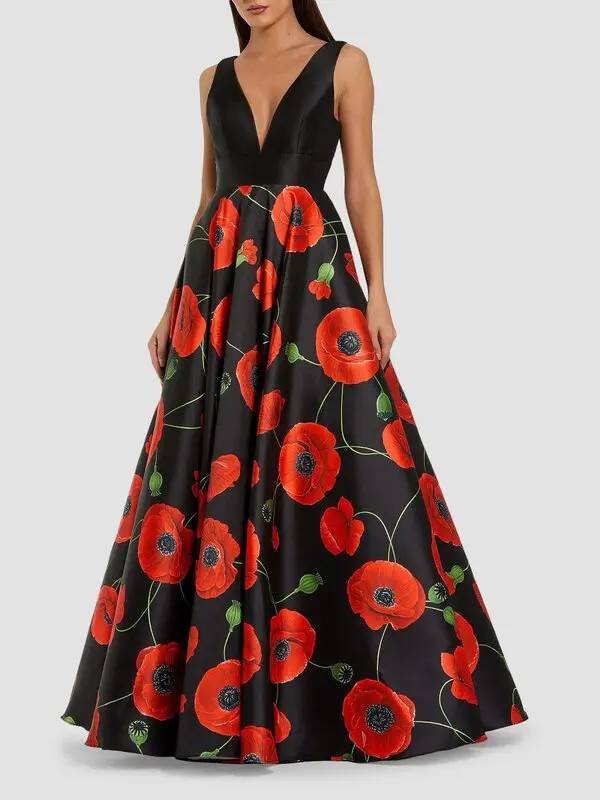 Mac Duggal Floral Satin Gown