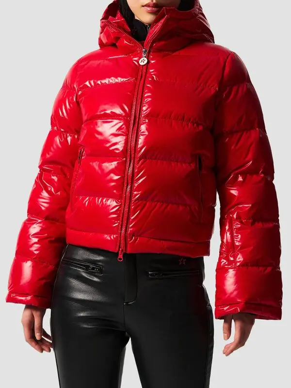 Perfect Moment Polar Flare Houndstooth Ski Jacket - Red