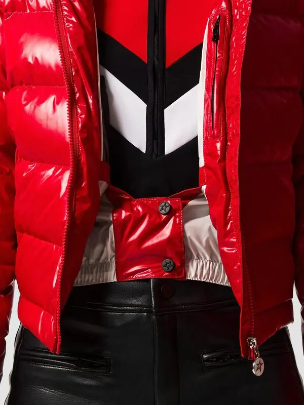Perfect Moment Polar Flare Houndstooth Ski Jacket - Red