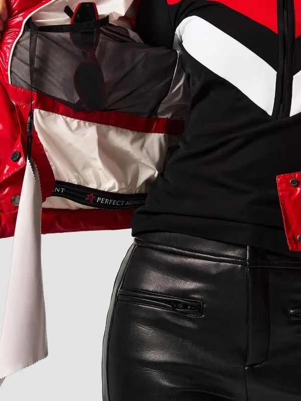 Perfect Moment Polar Flare Houndstooth Ski Jacket - Red