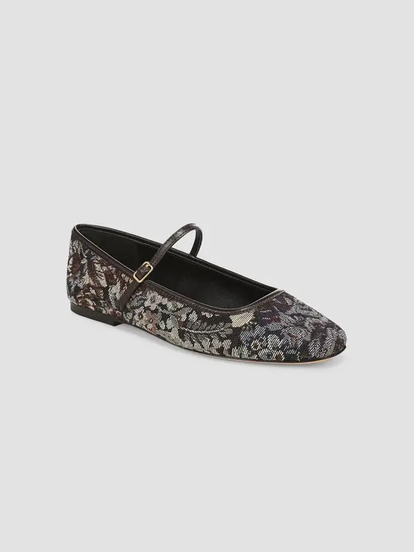 Veronica Beard Ellie Textured-floral Mary Janes - Espresso Multi