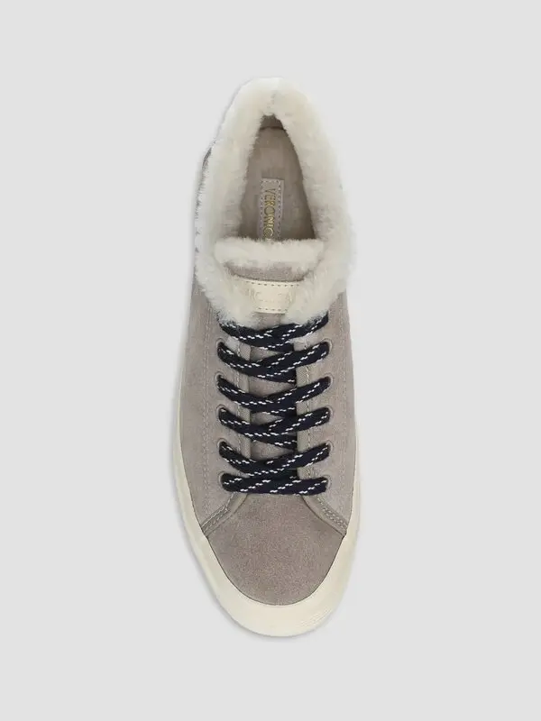 Veronica Beard Truett Shearling-lined Suede Low-top Sneaker - Cobblestone