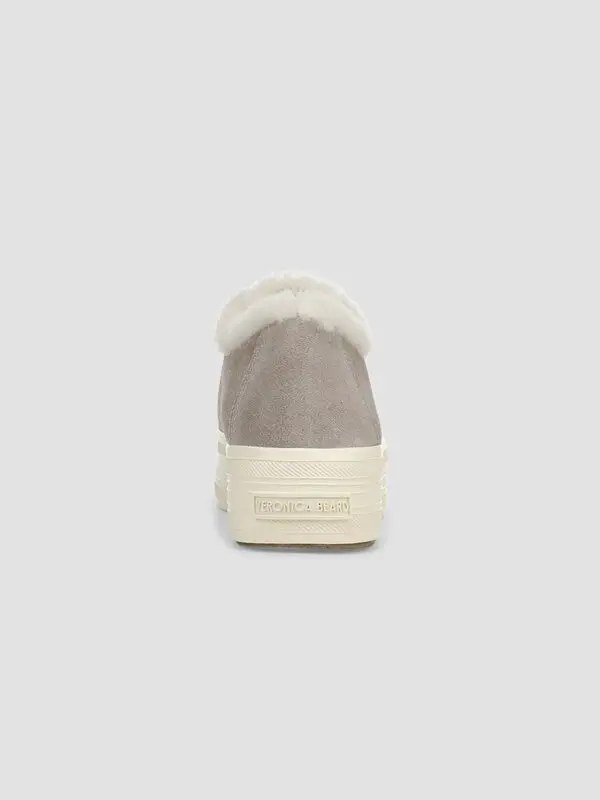 Veronica Beard Truett Shearling-lined Suede Low-top Sneaker - Cobblestone