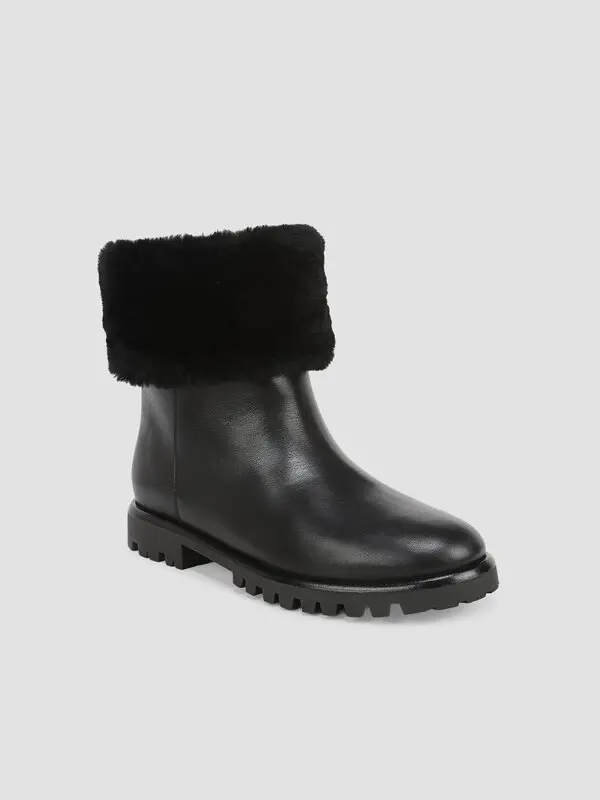 Vince Cameron 25mm Leather & Shearling Lugsole Boots - Black