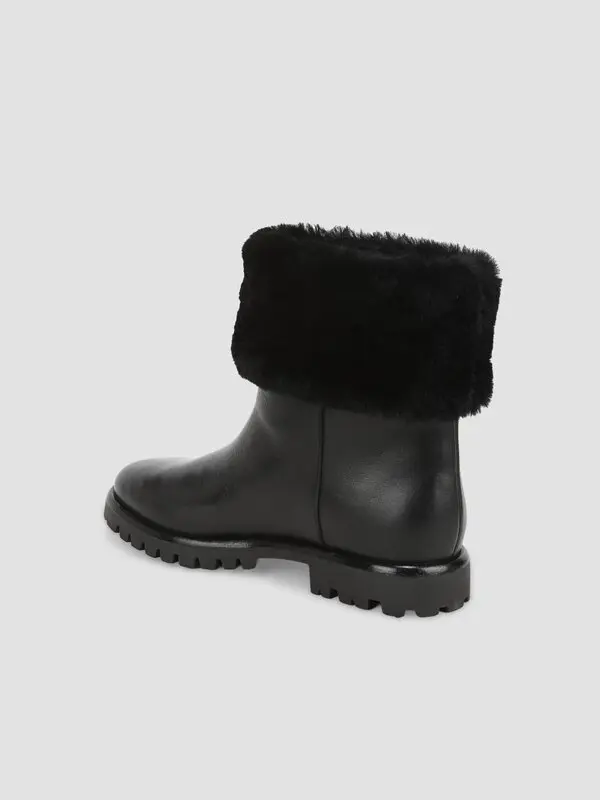Vince Cameron 25mm Leather & Shearling Lugsole Boots - Black