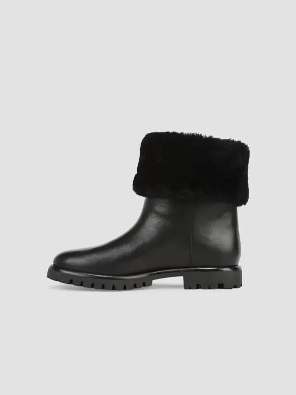 Vince Cameron 25mm Leather & Shearling Lugsole Boots - Black