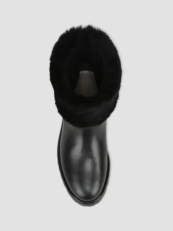 Vince Cameron 25mm Leather & Shearling Lugsole Boots - Black