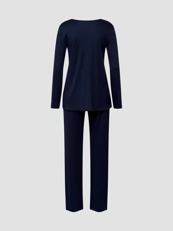 Hanro Cotton-silk V-neck Long Pajamas