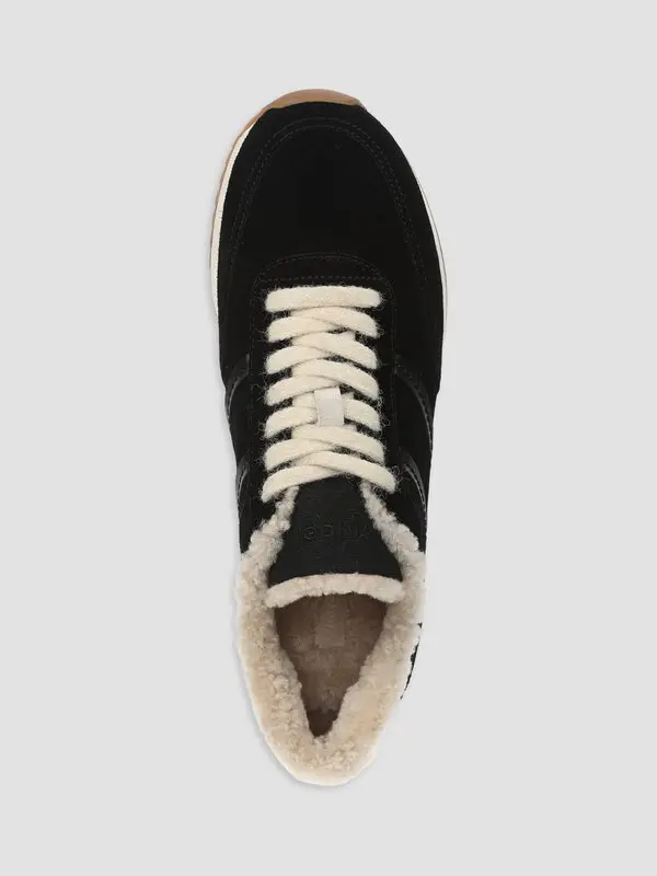Vince Santa Monica Shearling & Suede Low-top Sneakers - Black