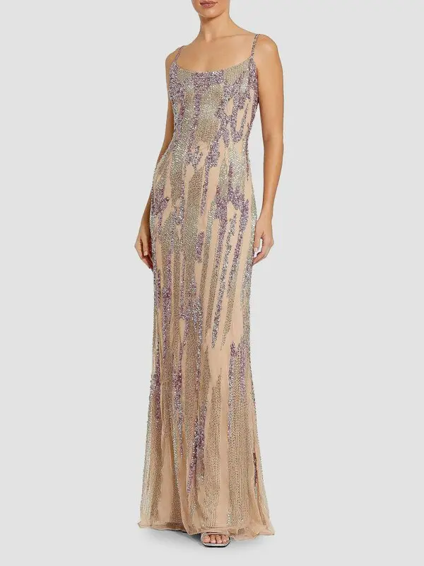 Mac Duggal Evening Sequined Mesh Gown