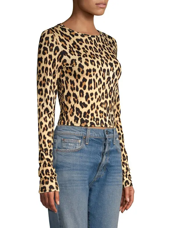 Alice + Olivia Delaina Leopard Print Crop Top