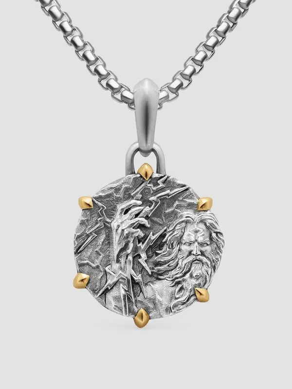 David Yurman Zeus Amulet In Sterling With 18k Yellow Gold, 26.4mm