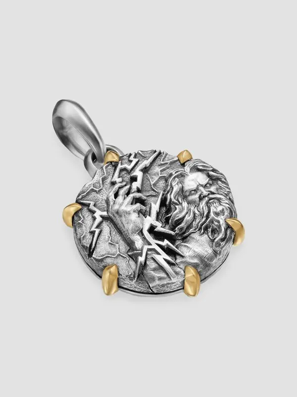 David Yurman Zeus Amulet In Sterling With 18k Yellow Gold, 26.4mm