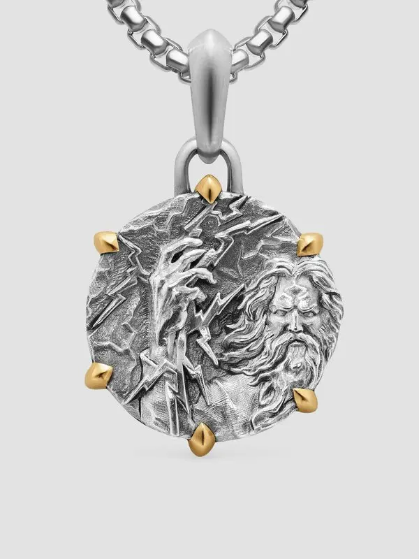 David Yurman Zeus Amulet In Sterling With 18k Yellow Gold, 26.4mm