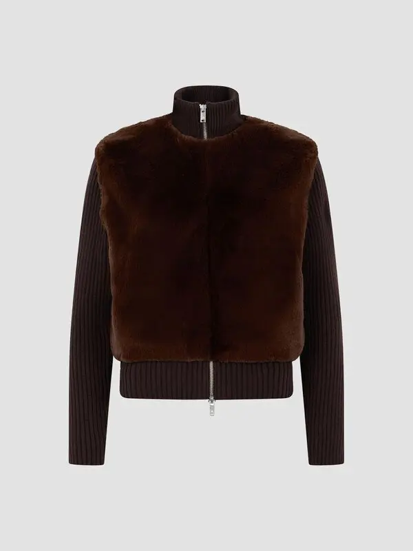 Moose Knuckles Dua Bunny Wool-cashmere Zip Cardigan - Espresso