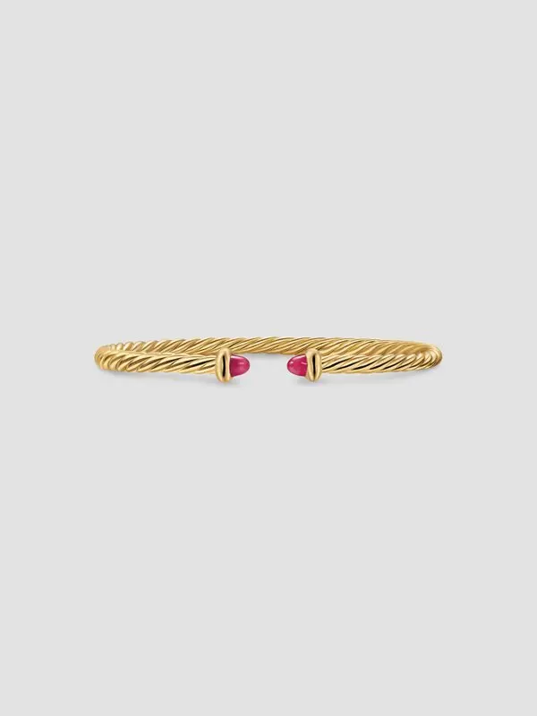 David Yurman Micro Cablespira Flex Teen Bracelet In 18k Yellow Gold - Ruby