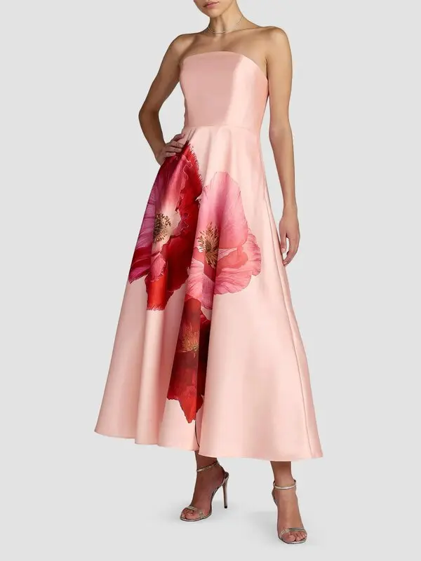 Mac Duggal Floral Mikado A-line Strapless Cocktail Dress