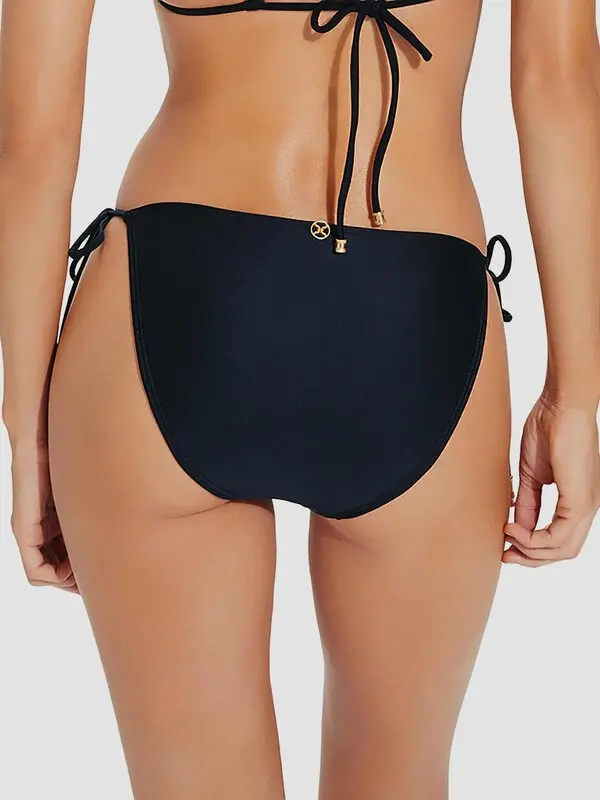 VIX PAULA HERMANNY 24k-gold-capped Side-tie Bikini Bottom - Black