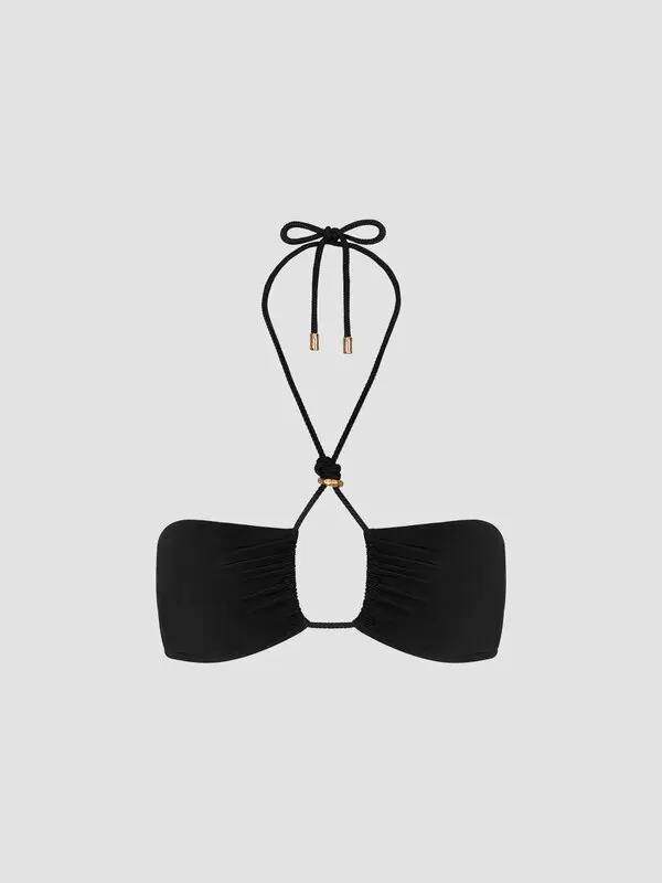 VIX PAULA HERMANNY Gal Isa Halter Bikini Top - Black