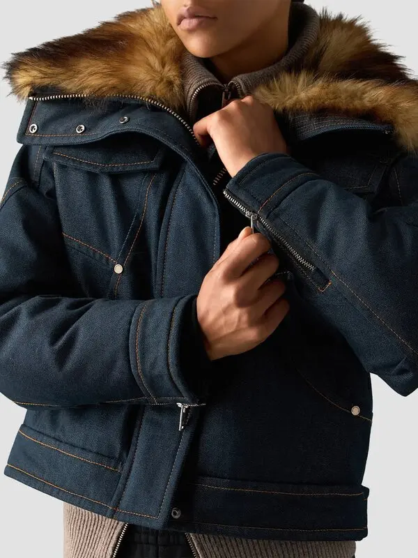Moose Knuckles Faux Fur-trim Down Trucker Jacket