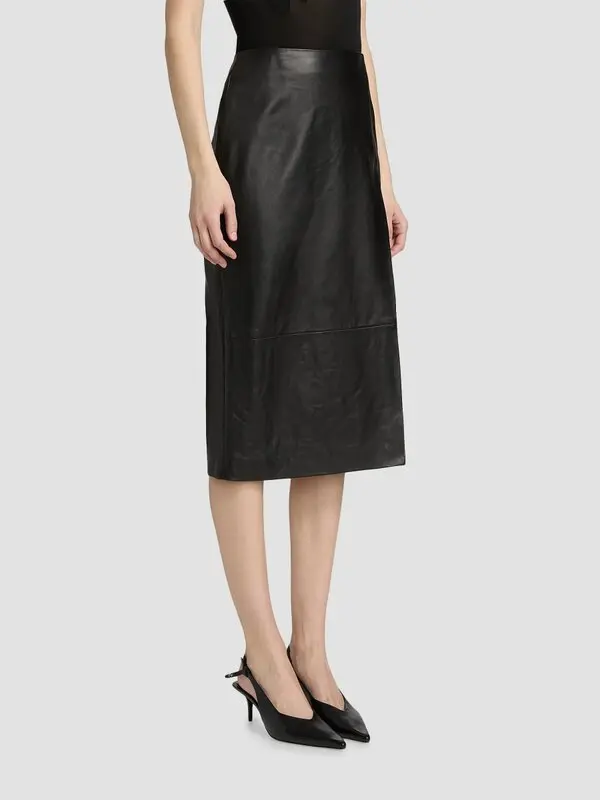 MONOT Leather Pencil Midi-skirt
