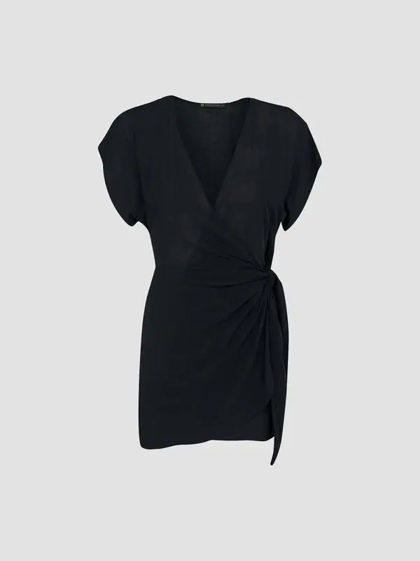 VIX PAULA HERMANNY Emily Wrap Cover-up Mini Dress - Black